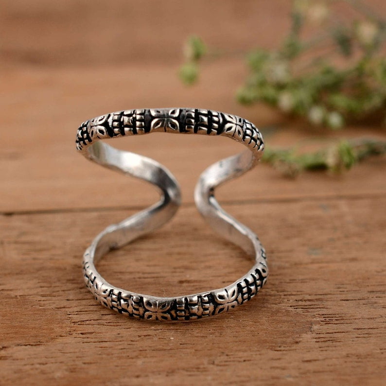 Oxidized Arthritis Splint Ring – 925 Sterling Silver Swan Neck Design ...