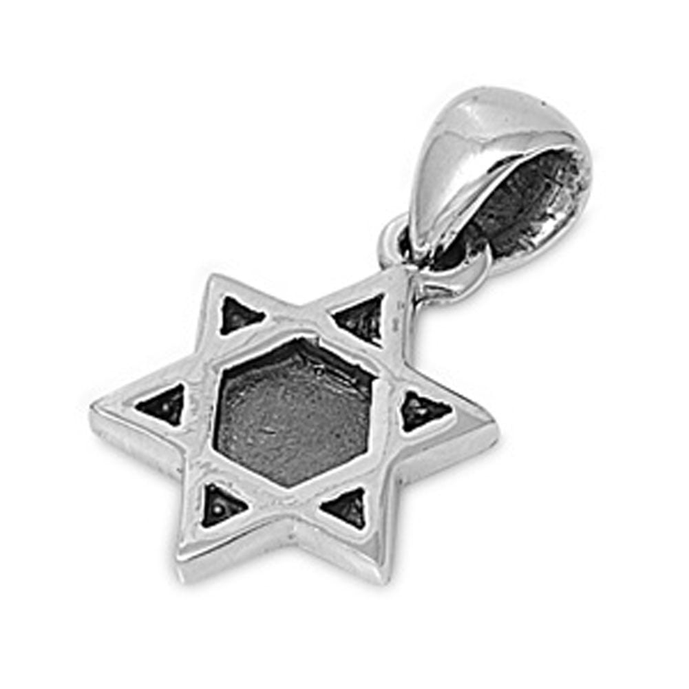 Oxidized Center Star of David Pendant .925 Sterling Silver Jewish ...