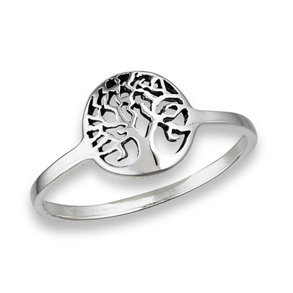 Oxidized Filigree Tree of Life Ring .925 Sterling Silver Band Jewelry ...