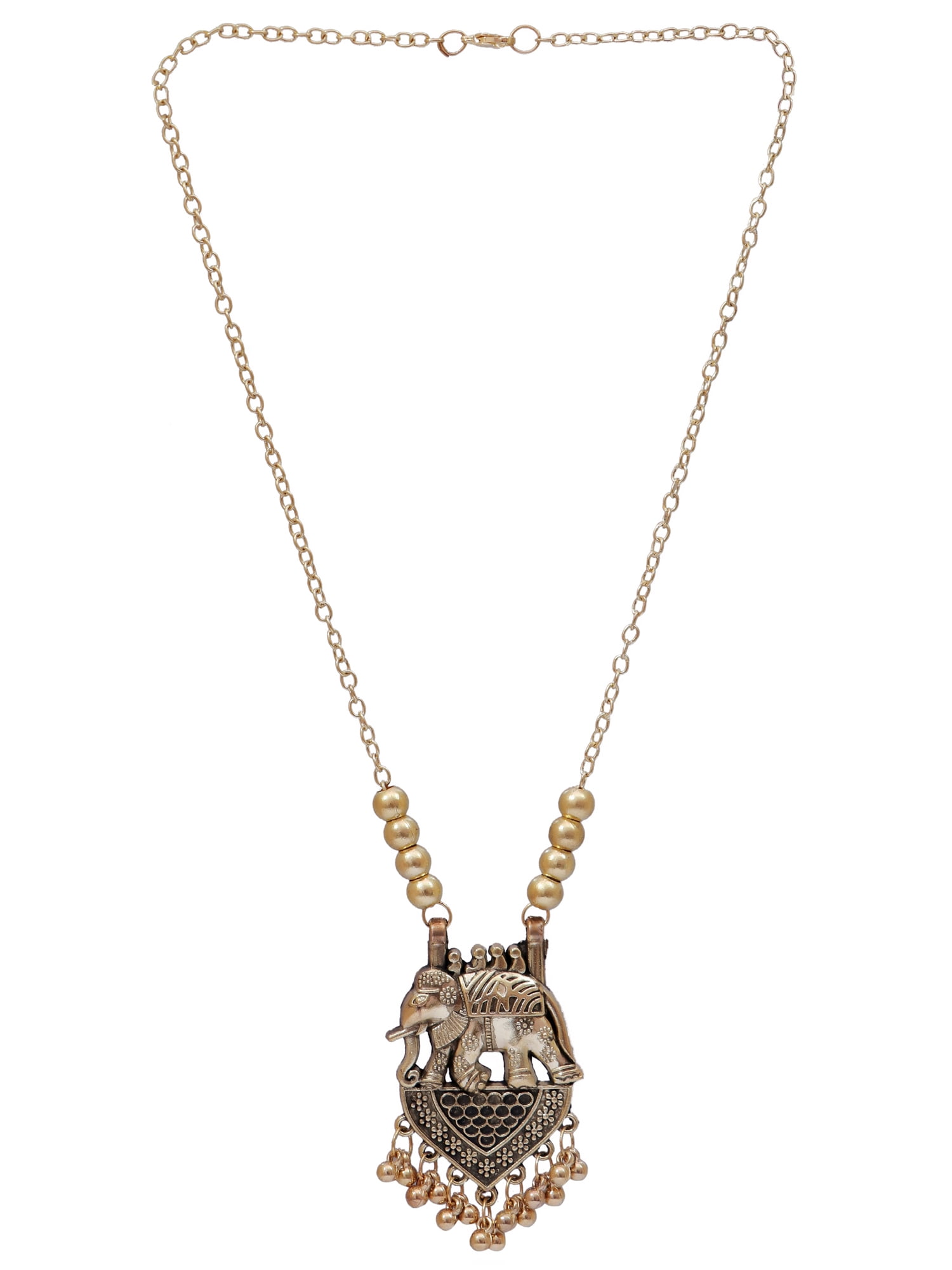 Oxidized German Goldeb Royal elephant Design Long Necklace - Walmart.com