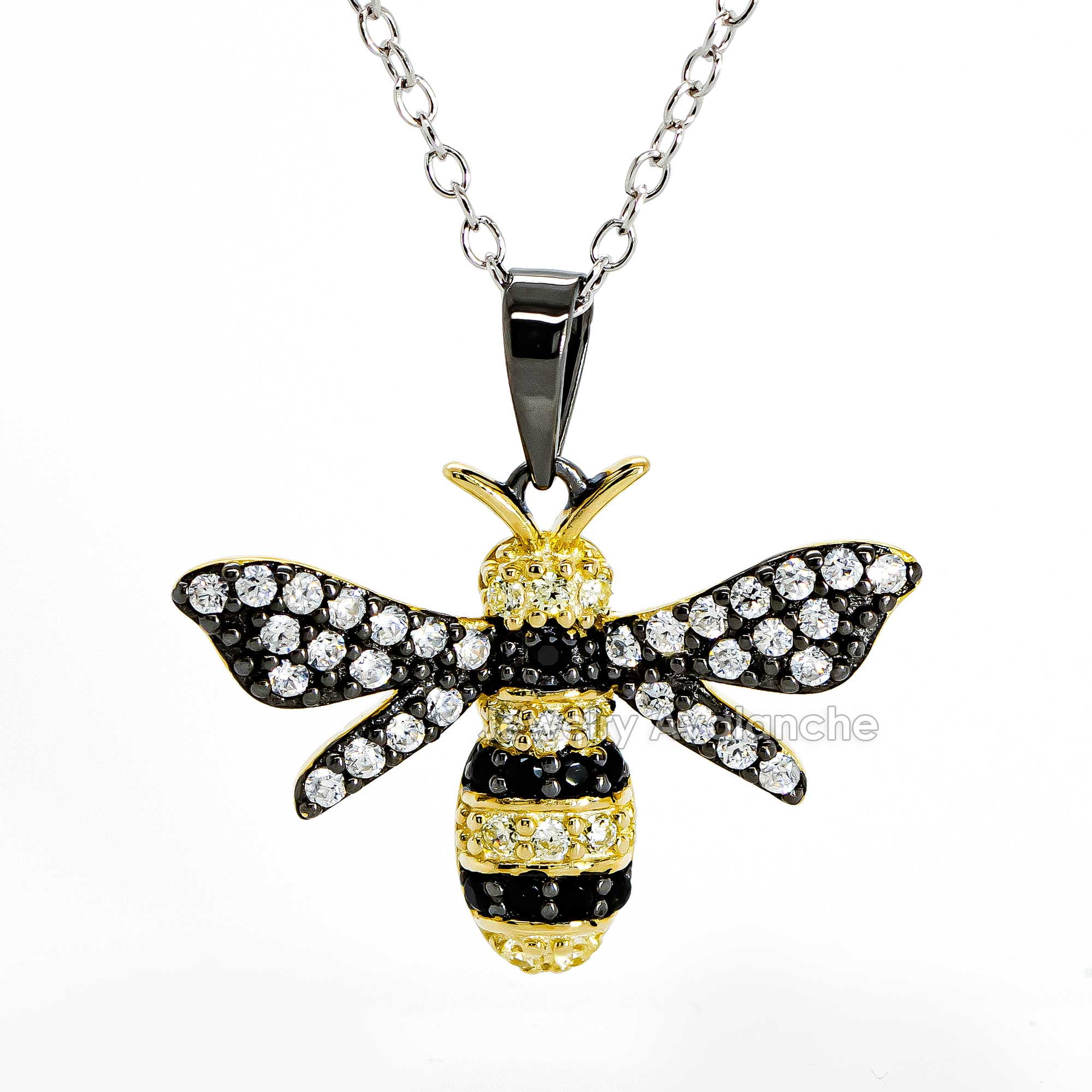 Oxidized & Gold Plated Bumble Bee Pendant Ladies Necklace Sterling ...