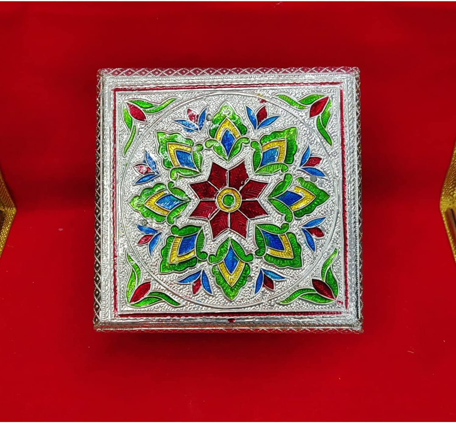 Oxidized Meenakari Bajot Decorative Wooden Pooja Chowki Beautiful ...
