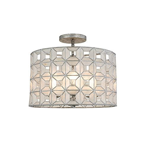 Oxidized Silver Leaf Capiz Shell Semi-Flush Mount, Belen Kox - Walmart.com