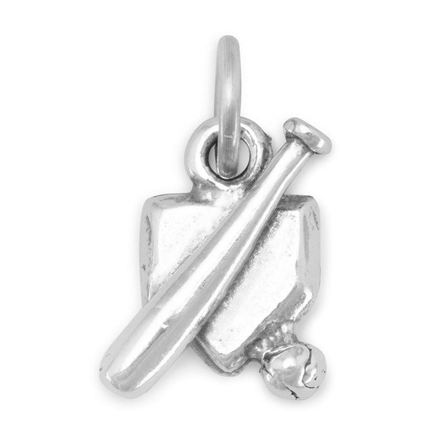 Oxidized Sterling Silver Home Plate with Bat and Ball Charm - Walmart.com