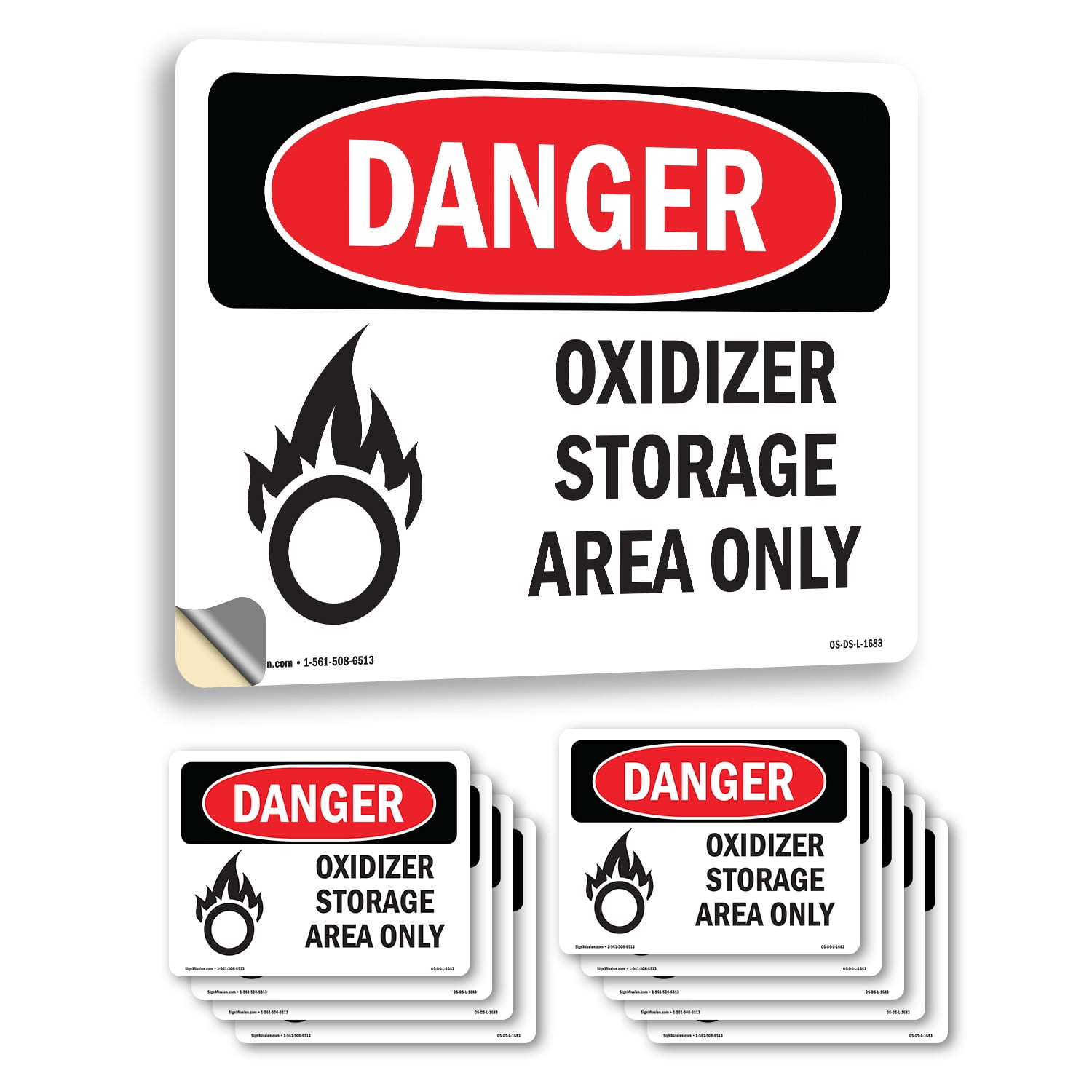 Oxidizer Storage Area Only OSHA Danger Vinyl Decal Label 10 Inch x 7 ...