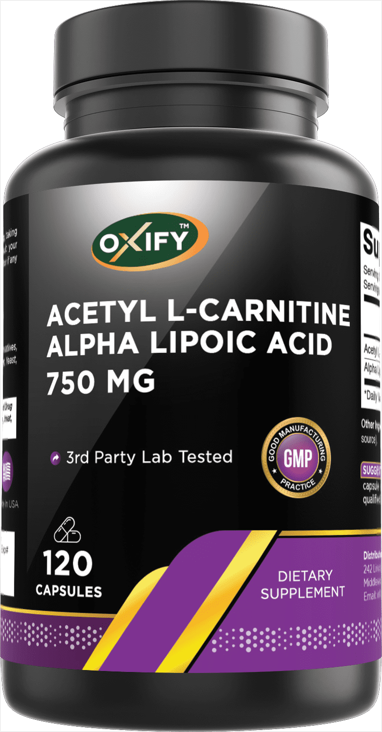 Oxify Acetyl L-Carnitine Alpha Lipoic Acid 750 mg | 120 Capsules ...