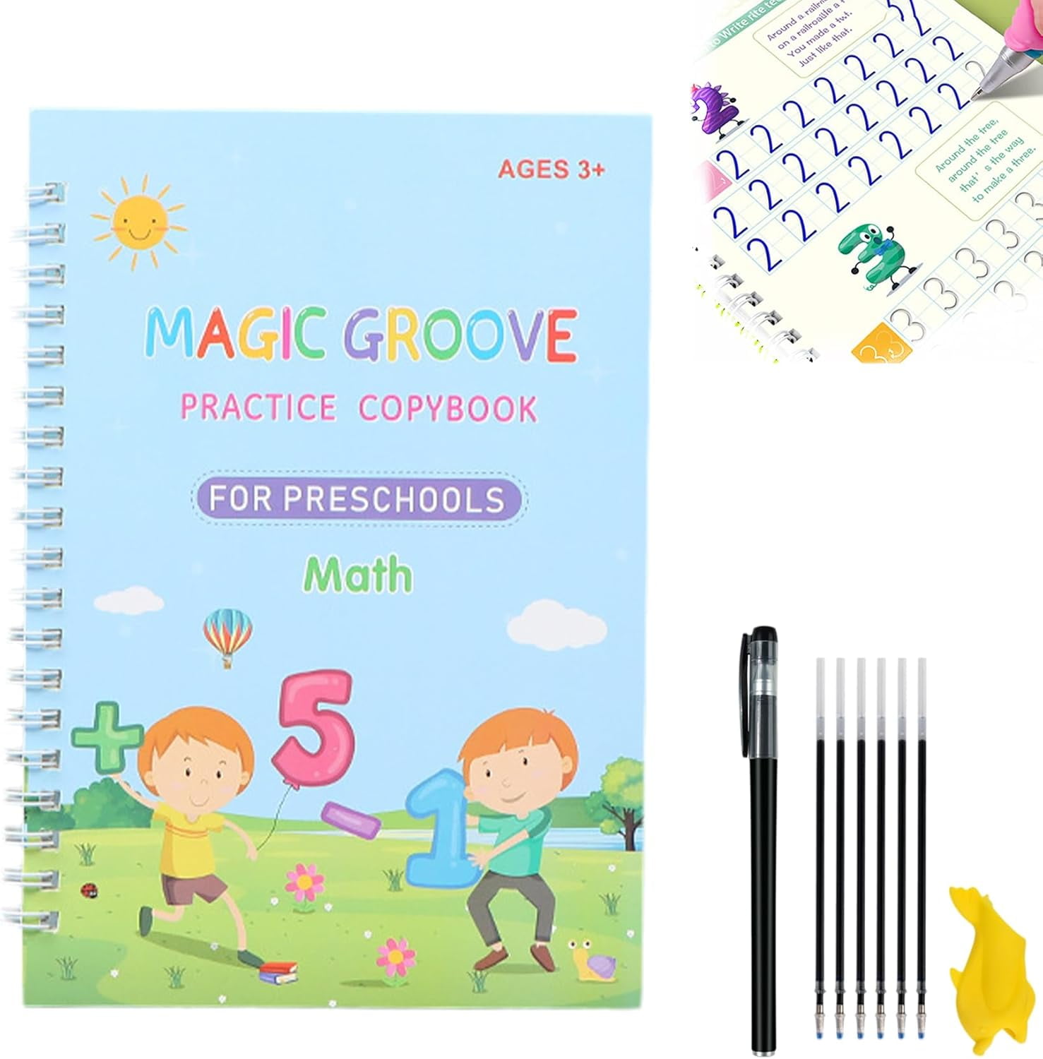 Oxinome Copybook, Magic Grooved Writing Practice Copybook, Children's ...