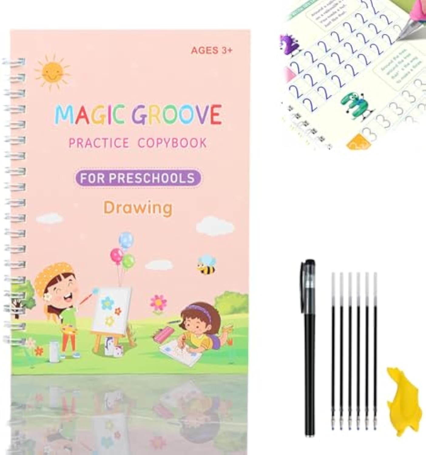 Oxinome Copybook, Magic Grooved Writing Practice Copybook, Children's ...