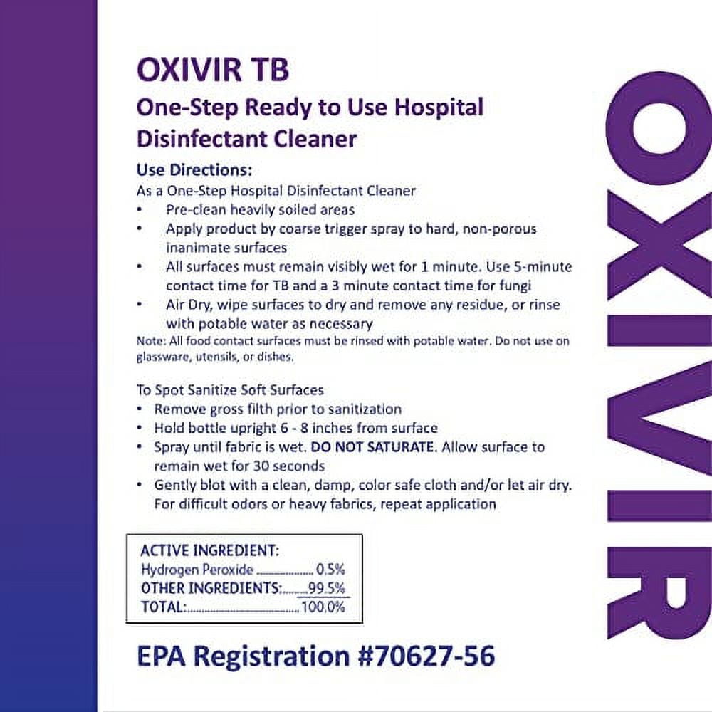 Oxivir Tb One-Step Disinfectant Cleaner with Accelerated Hydrogen Peroxide, Professional ...