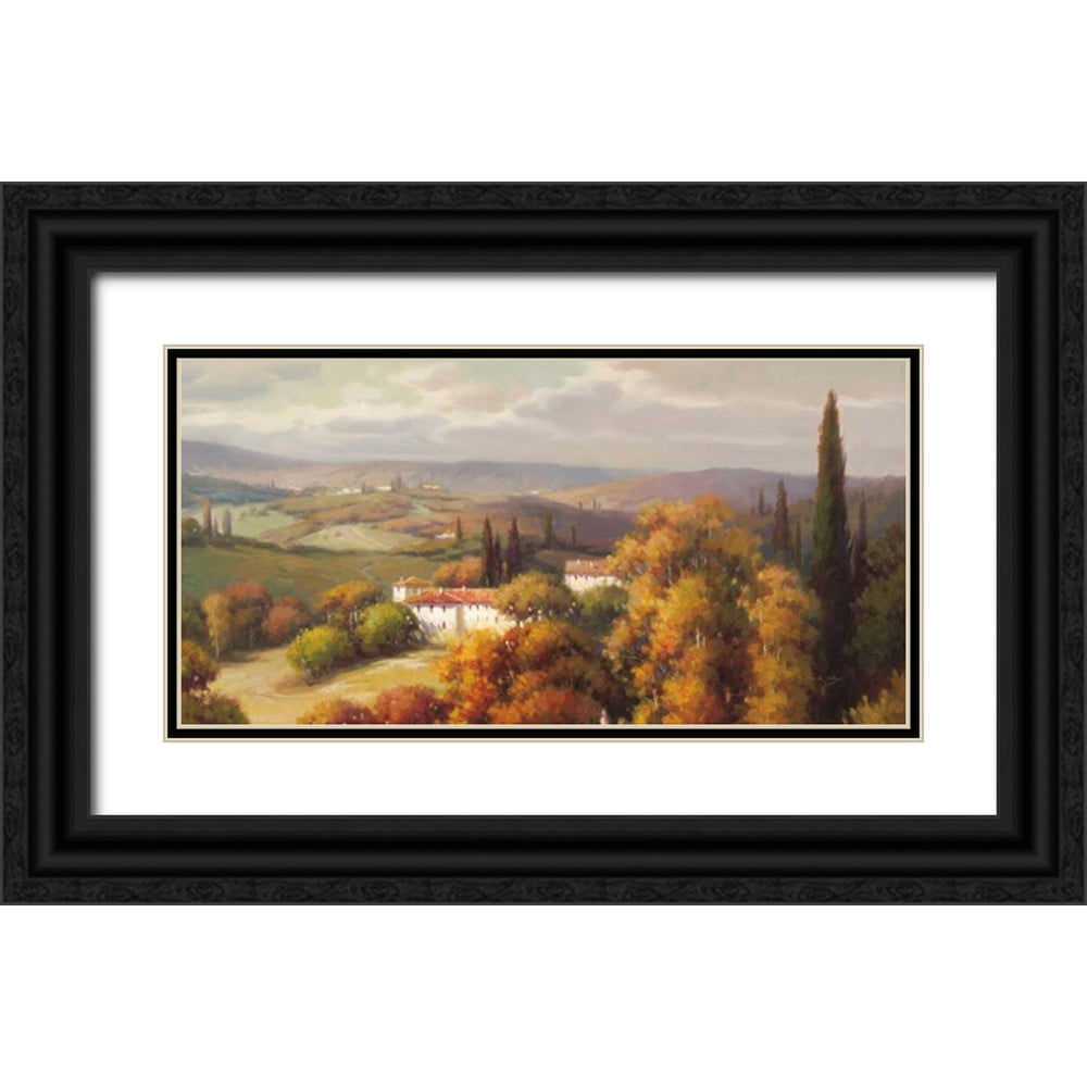 Oxley, Vail 24x14 Black Ornate Wood Framed with Double Matting Museum ...