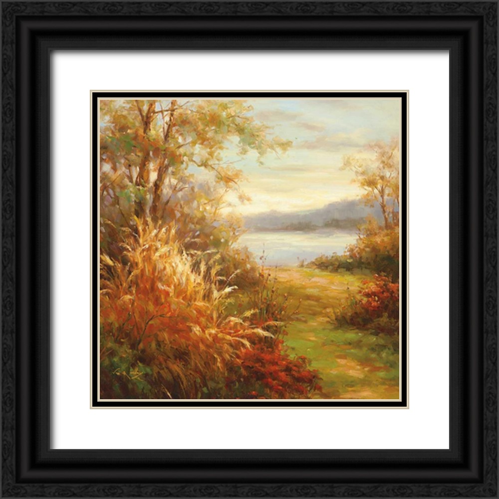 Oxley, Vail 26x26 Black Ornate Wood Framed with Double Matting Museum ...