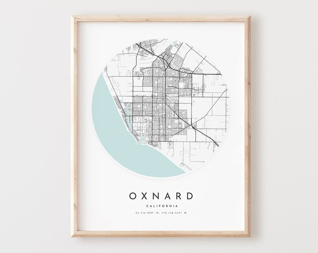 Oxnard Map Print, Oxnard Map Poster City Wall Art, Ca Road Map ...