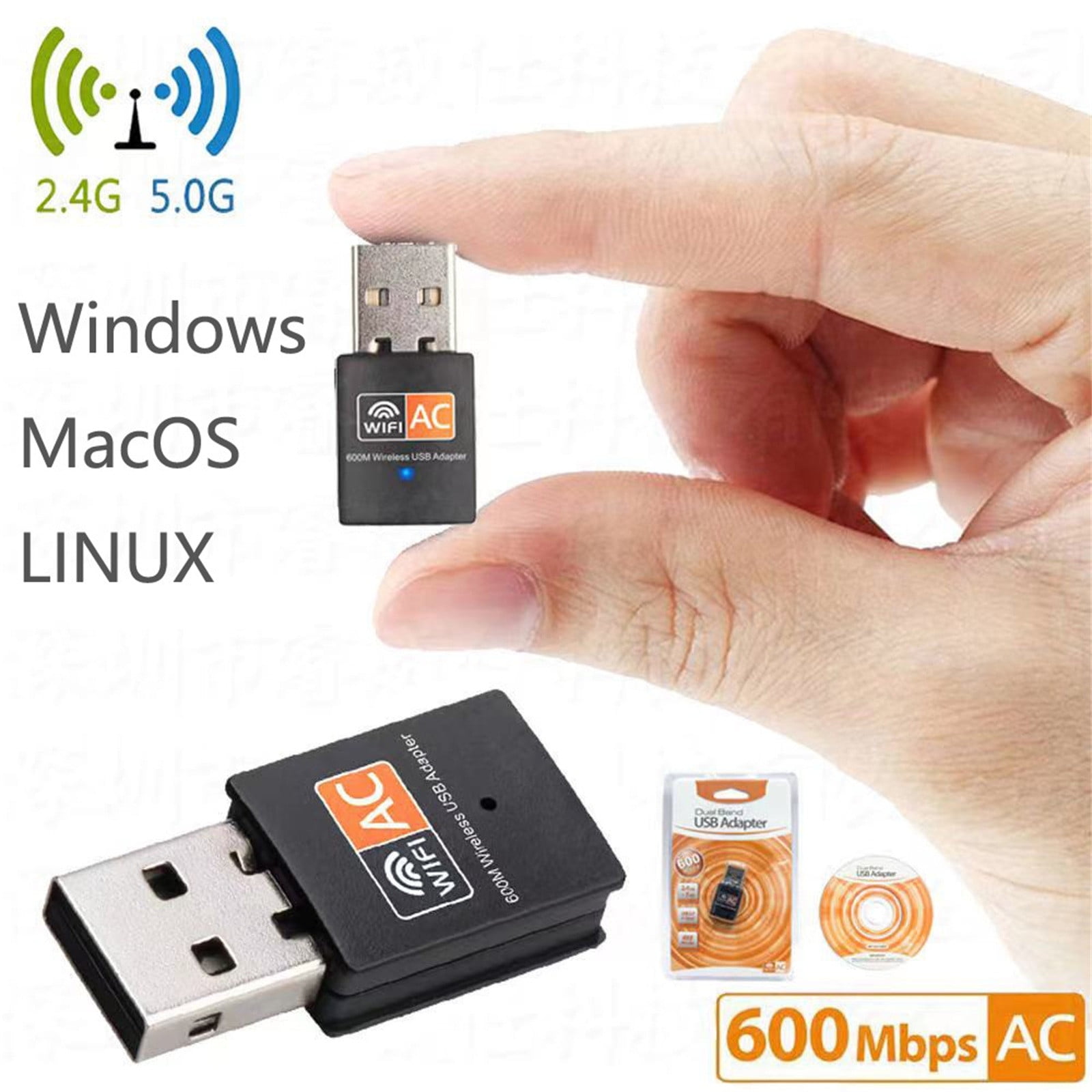 Oxodoi AC600 USB Wireless Adapter,Dual Band 1200 Mbps 2.4/5 GHz USB ...
