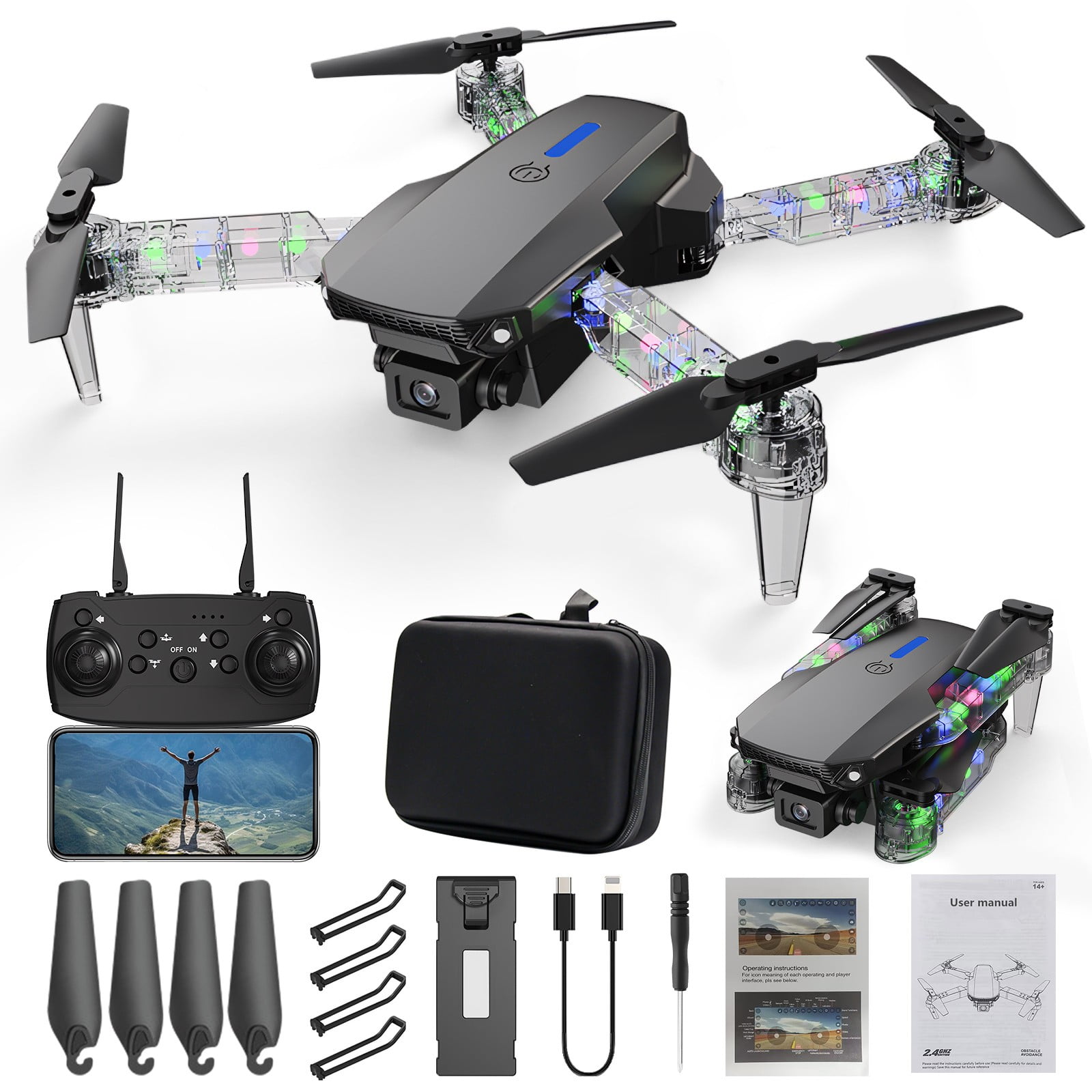 Oxodoi Foldable Drone with 1080P HD Camera,WiFi FPV,Altitude Hold ...