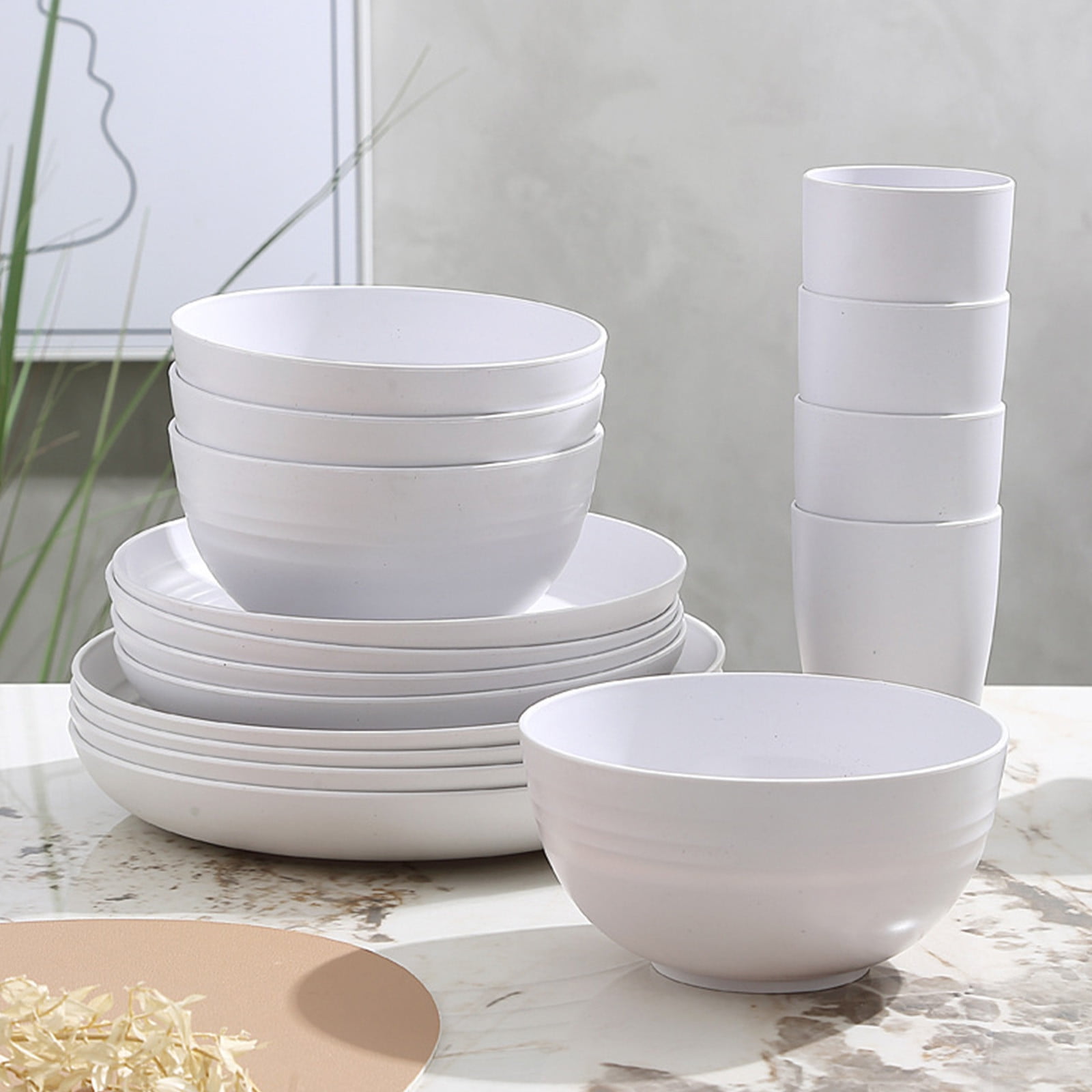 Zonao High End Dark Colored Bowls Cups and Plates 16 Piece Set for ...