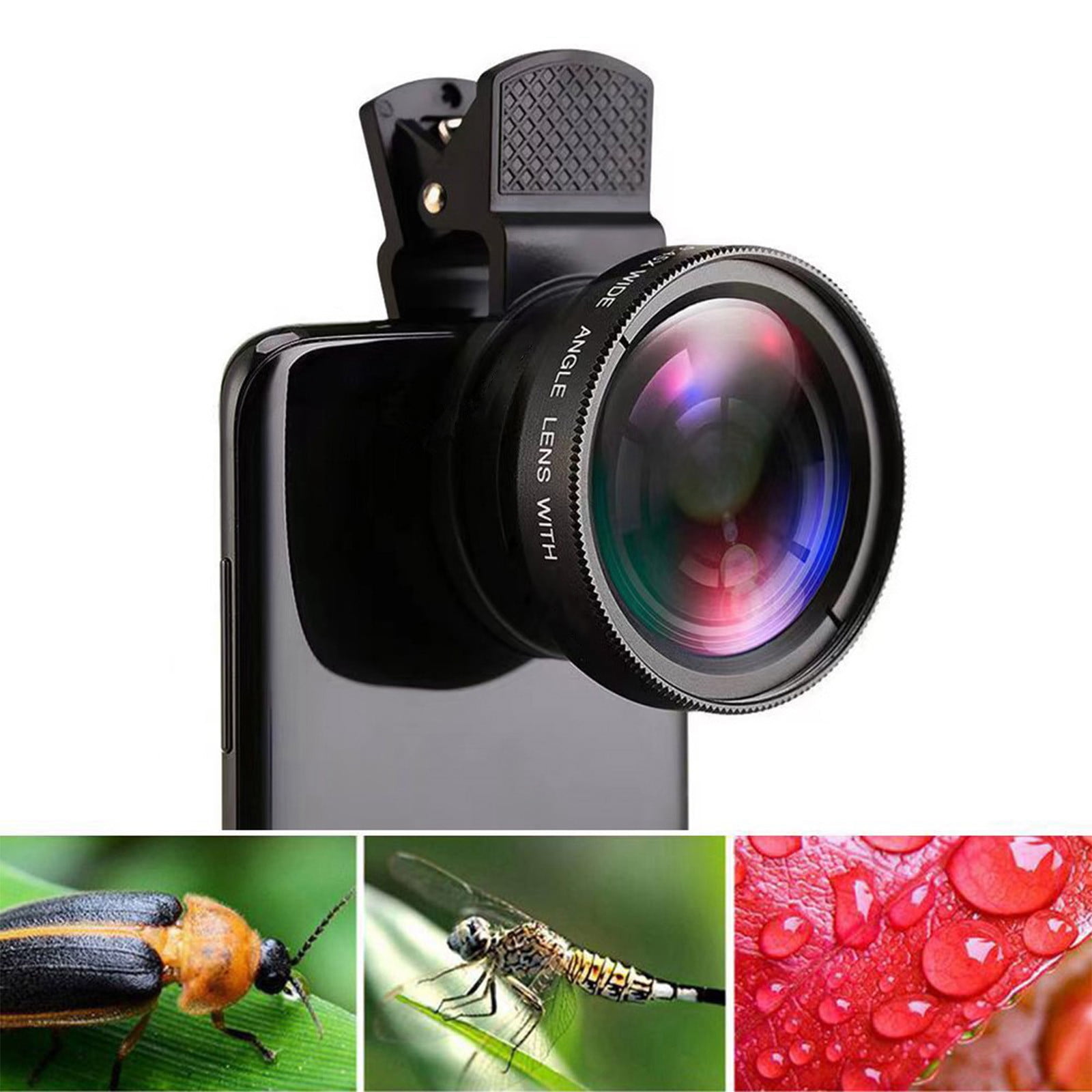 Oxodoi Mobile Phone Lens,2-in-1 Universal Clip,0.45x Super Wide Angle + Macro HD Lens,37mm Clip ...