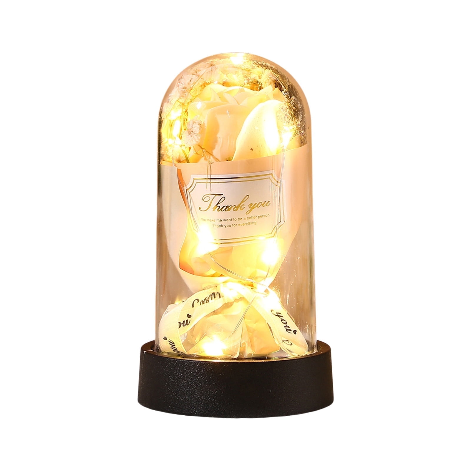 Zonao Preserved Flower Rose Night Light,Light up Rose in Glass Dome ...