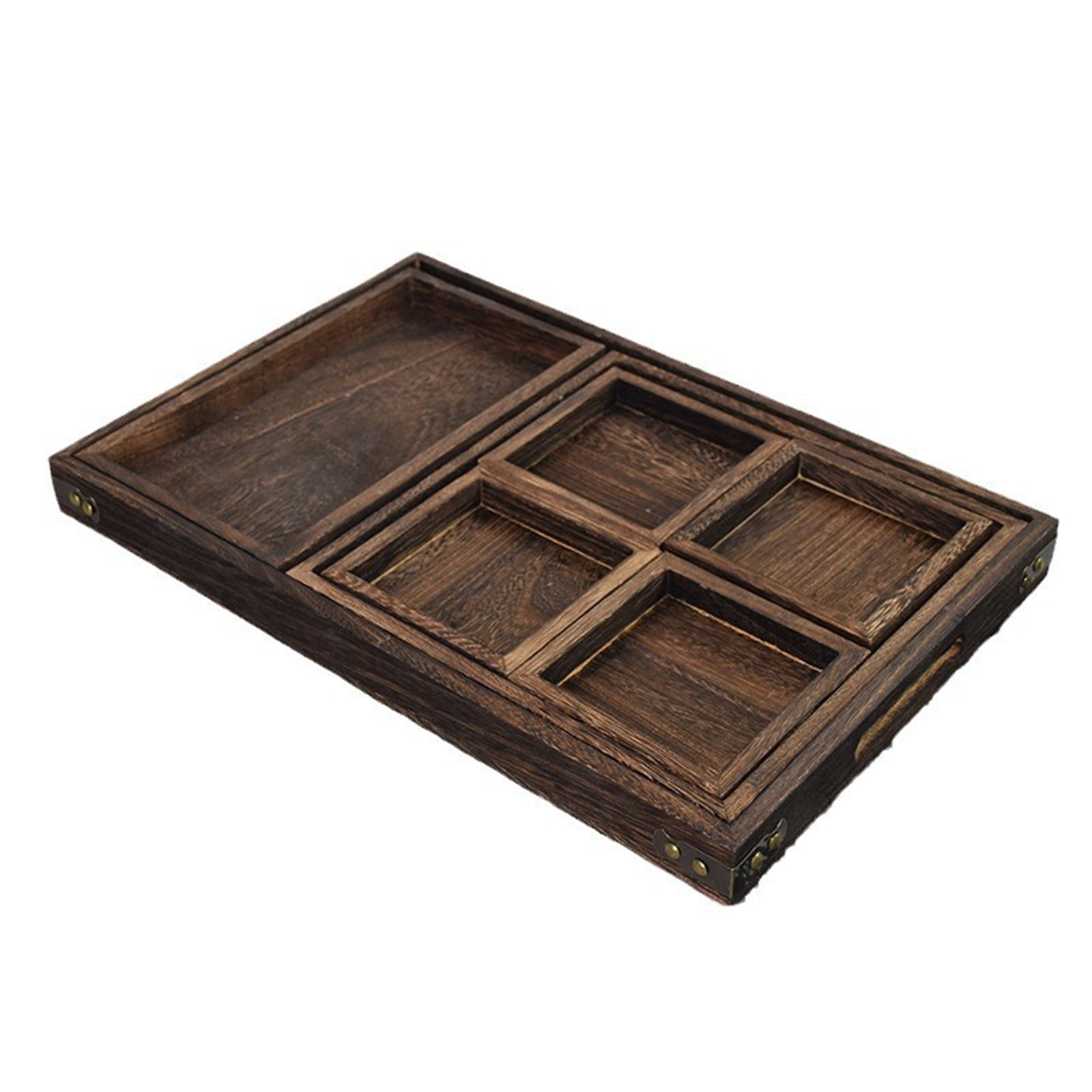 Oxodoi Rollbacks Clearance Multi-compartment Tung Wood Tea Tray Set ...