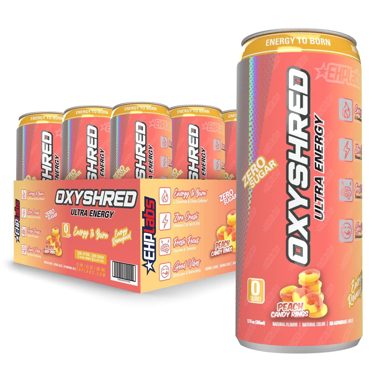 OxyShred Healthy Energy Drink - Zero Sugar Energy Drinks with Amino ...