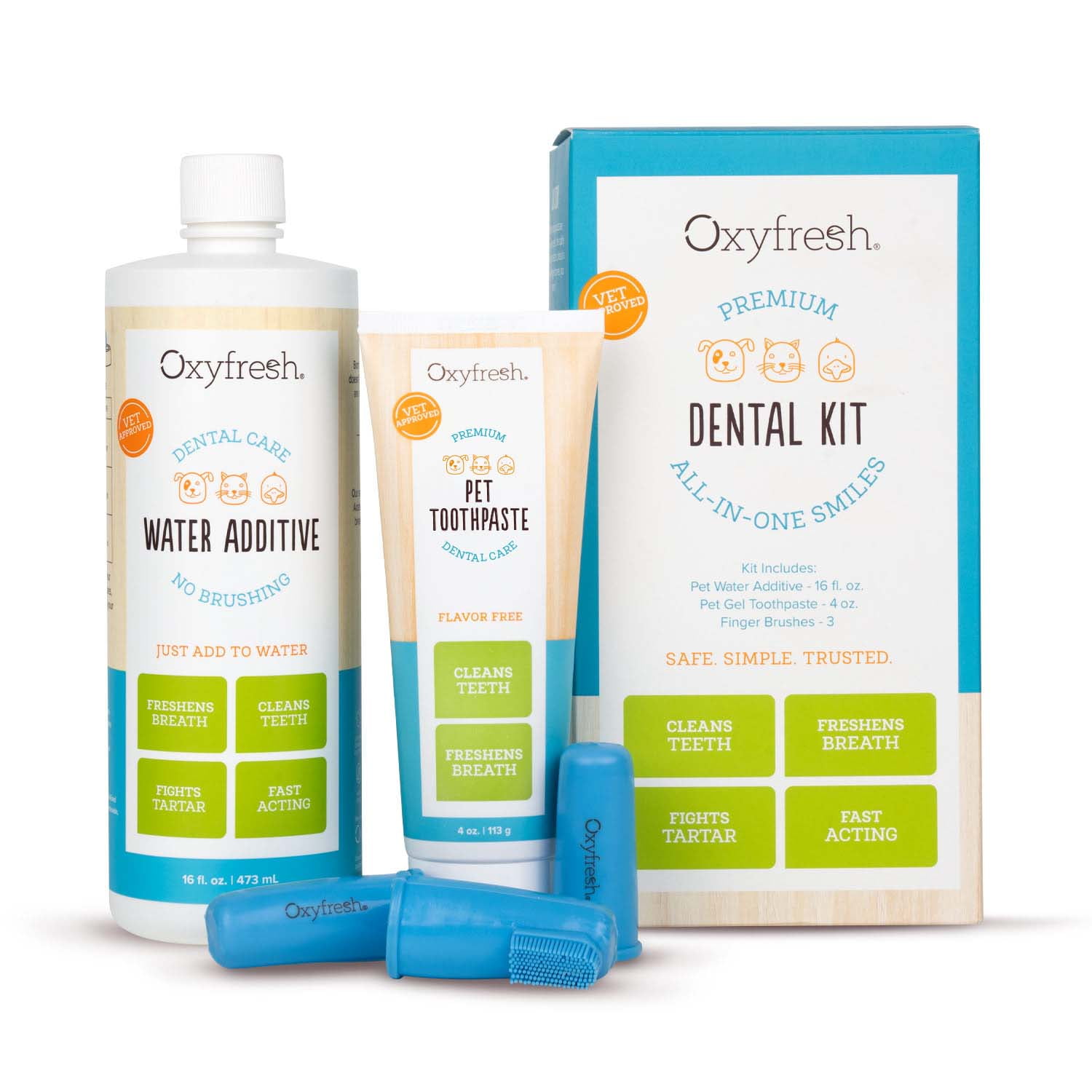 Oxyfresh Pet Dental Kit for Dogs & Cats - Tooth Cleaner, Oral Gel ...