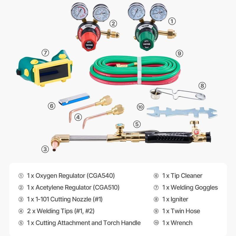 Oxygen Acetylene Torch Kit, Gas Welding Cutting Torch Kit, 14PCS ...