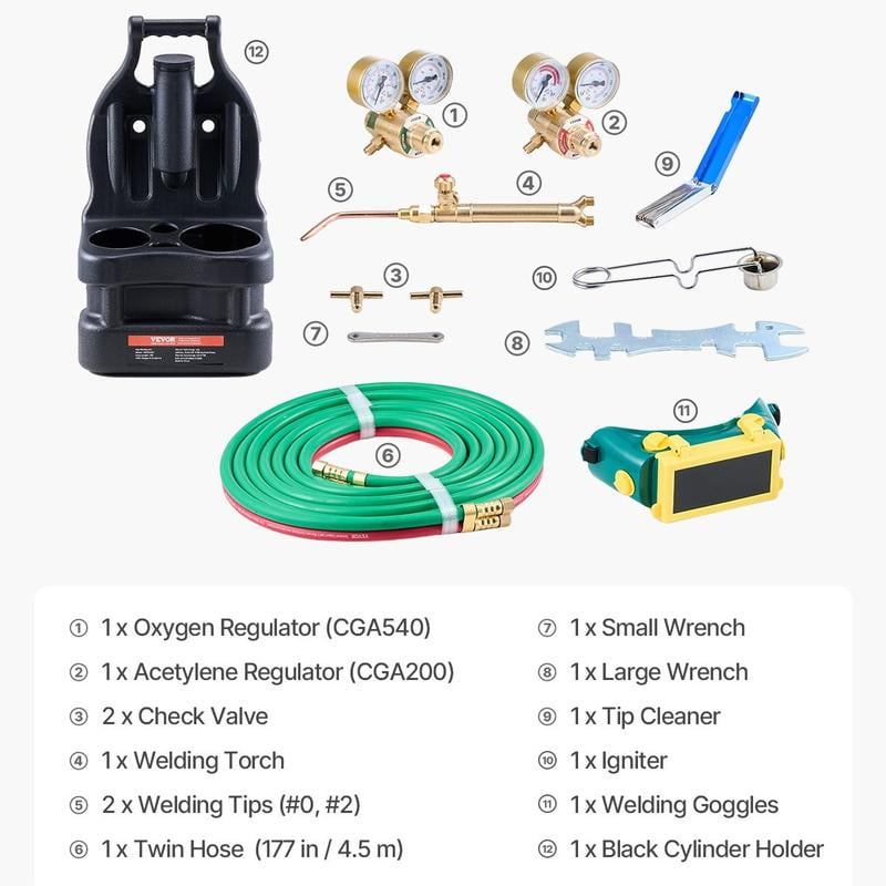 Oxygen Acetylene Torch Kit, Gas Welding Cutting Torch Kit, 14PCS ...