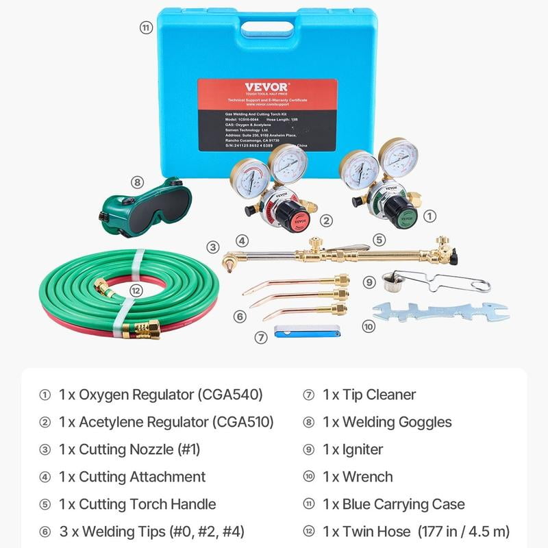 Oxygen Acetylene Torch Kit, Gas Welding Cutting Torch Kit, 14PCS ...