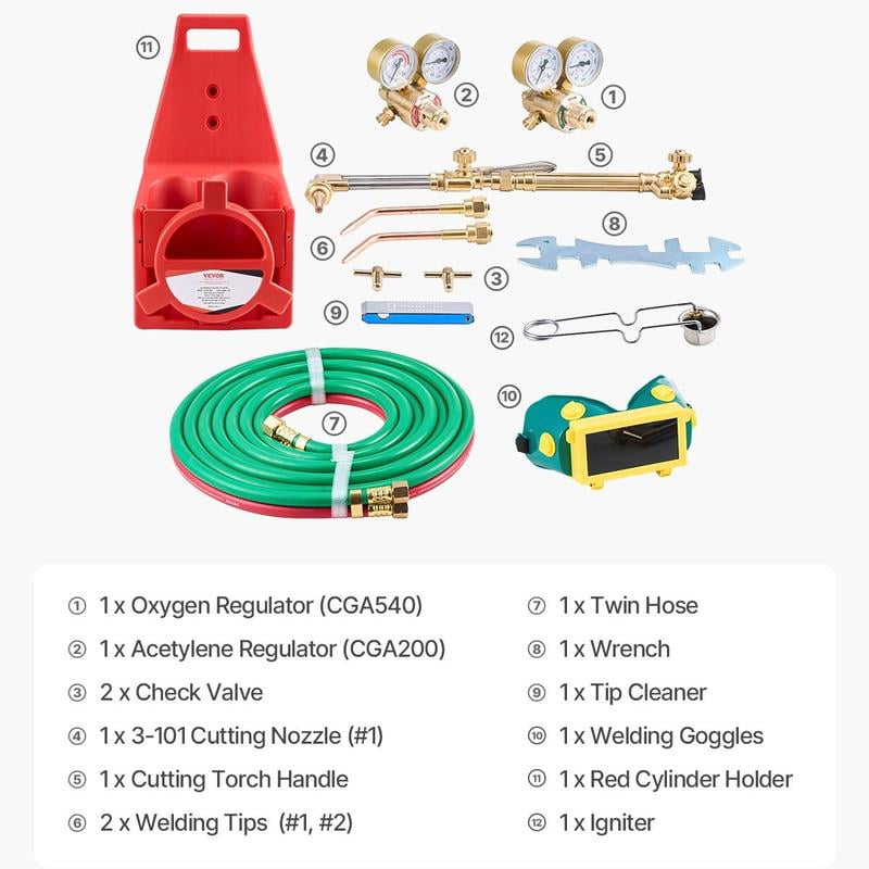 Oxygen Acetylene Torch Kit, Gas Welding Cutting Torch Kit, 14PCS ...