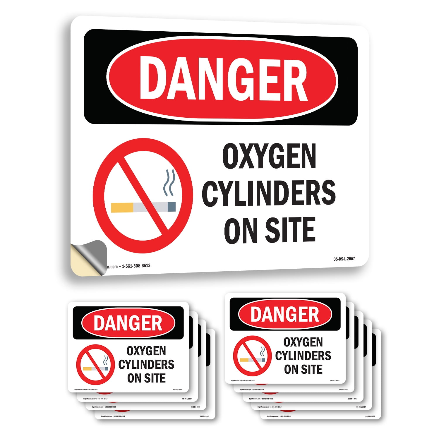Oxygen Cylinders On Site OSHA Danger Vinyl Decal Label 18 Inch x 12 ...