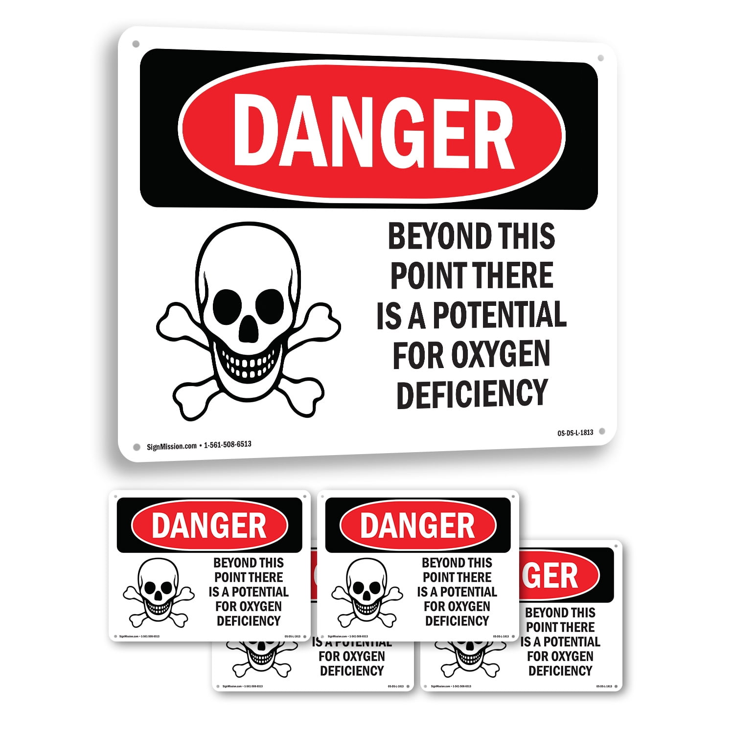 Oxygen Deficiency Beyond This Point OSHA Danger Aluminum Sign 10 Inch x ...