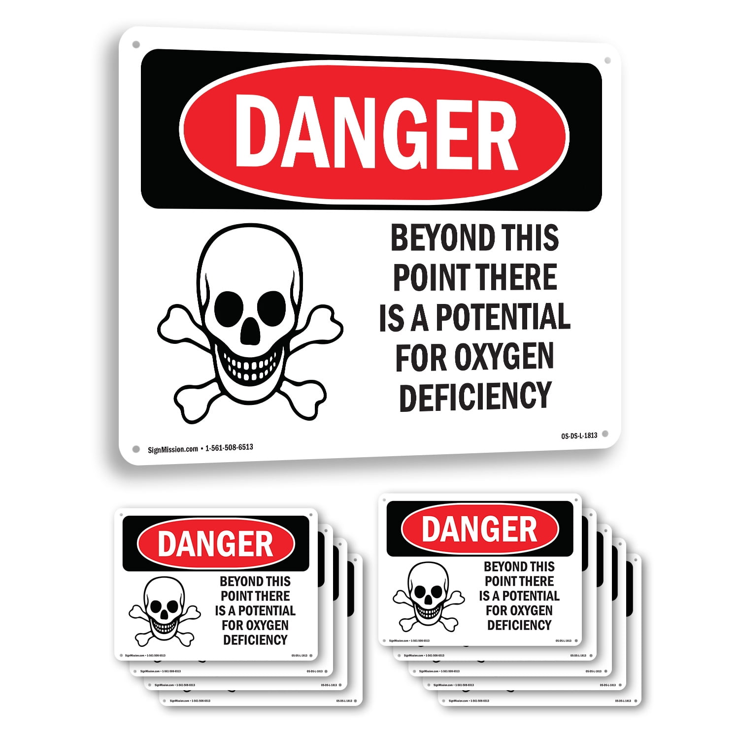 Oxygen Deficiency Beyond This Point OSHA Danger Aluminum Sign 14 Inch x ...