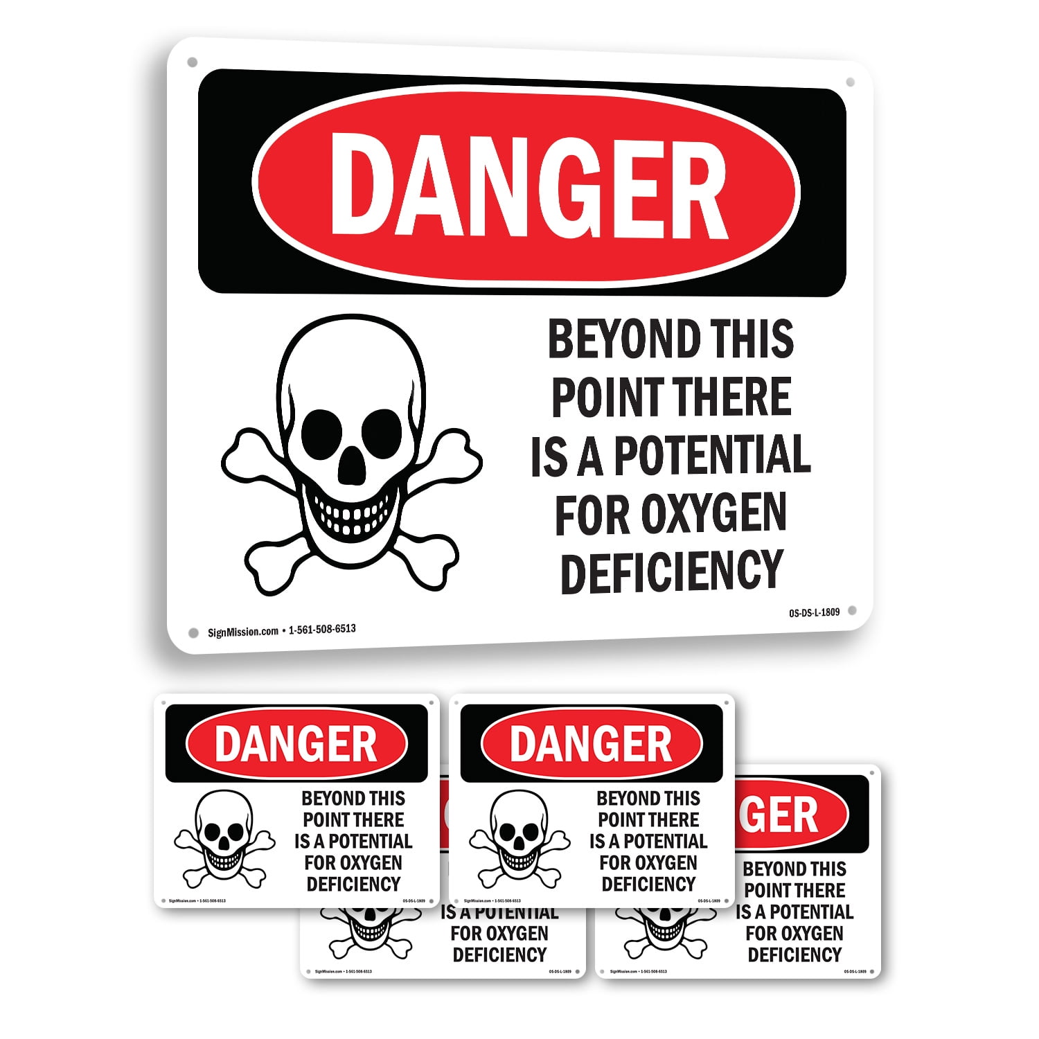 Oxygen Deficiency Beyond This Point OSHA Danger Rigid Plastic Sign 10 ...