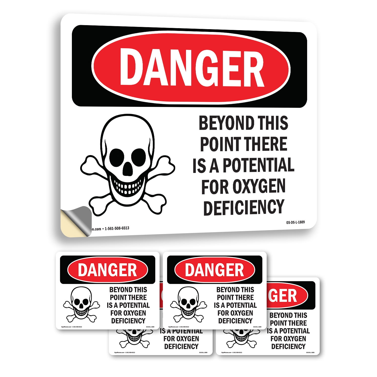 Oxygen Deficiency Beyond This Point OSHA Danger Vinyl Decal Label 24 ...
