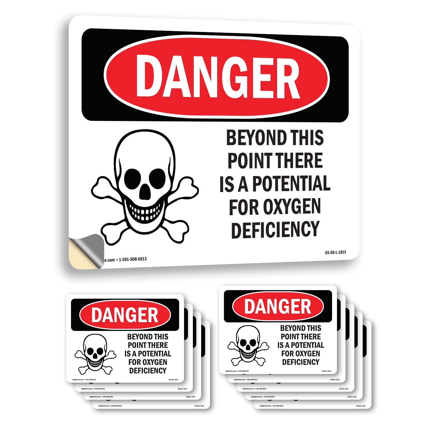 Oxygen Deficiency Beyond This Point OSHA Danger Vinyl Decal Label 5 ...