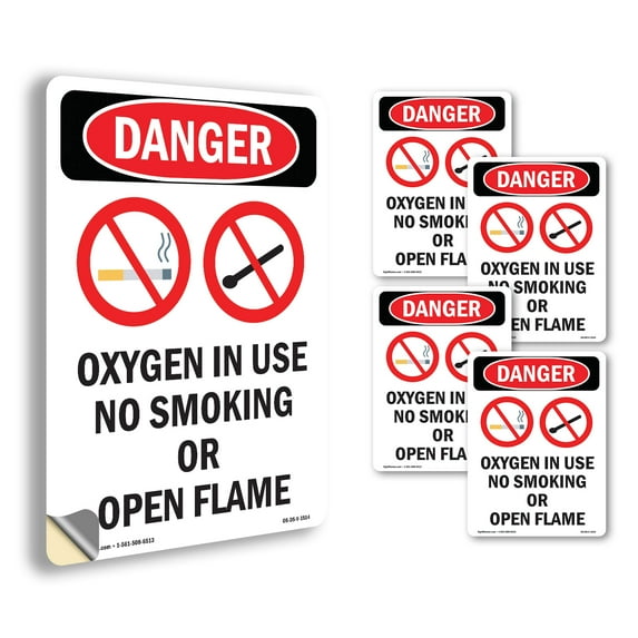 Oxygen In Use No Smoking OSHA Danger Vinyl Decal Label 18 Inch x 12 ...