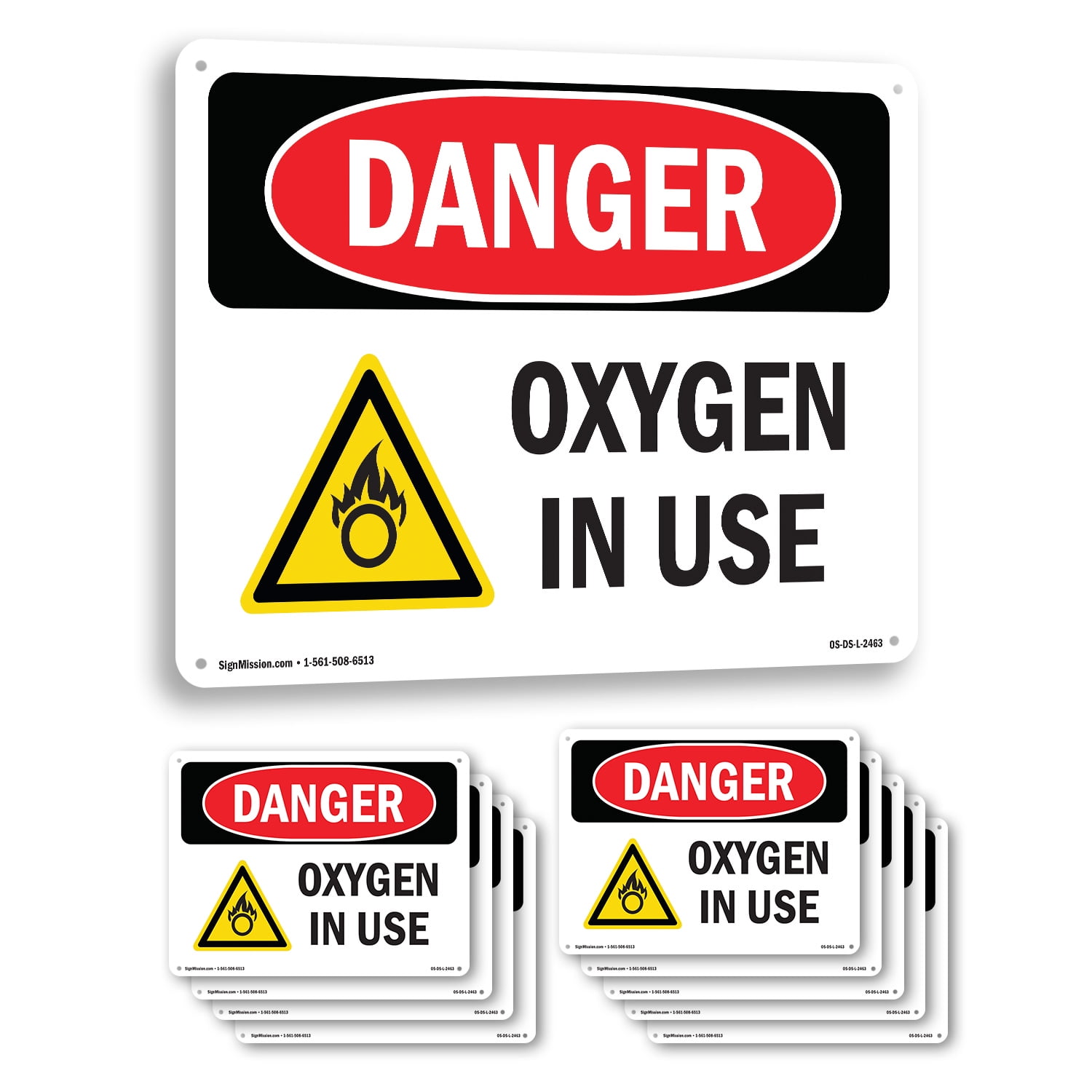 Oxygen In Use OSHA Danger Rigid Plastic Sign 24 Inch x 18 Inch - 10 ...
