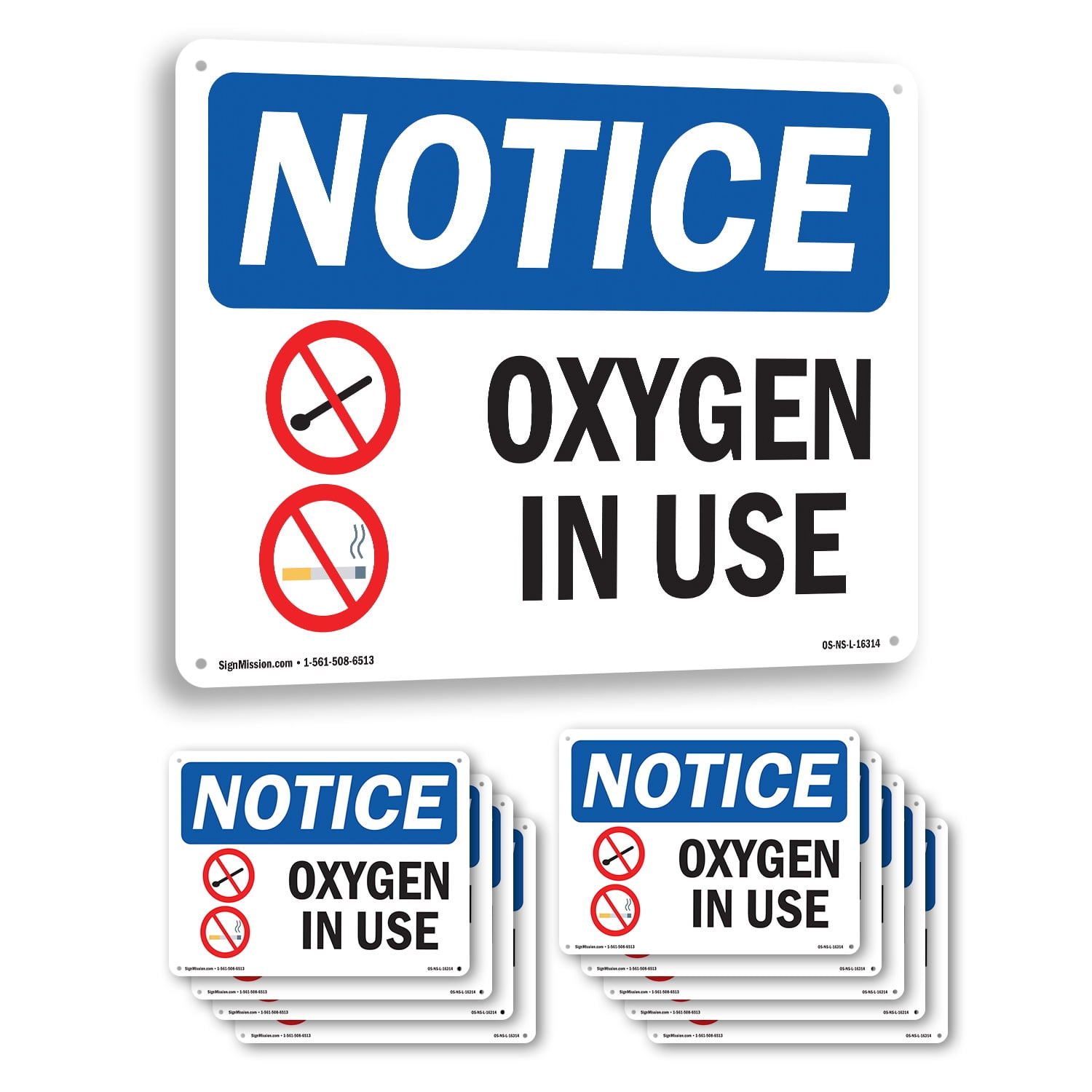 Oxygen In Use OSHA Notice Aluminum Sign 24 Inch x 18 Inch - 10 Pack ...
