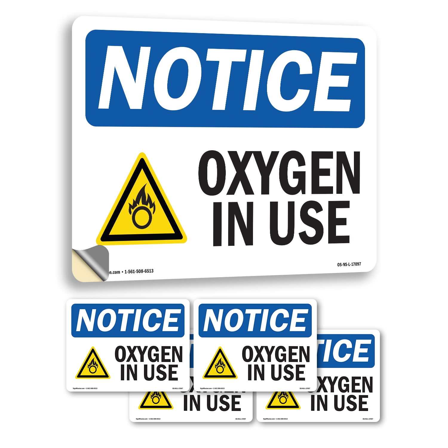 Oxygen In Use With Symbol OSHA Notice Vinyl Decal Label 10 Inch x 7 ...