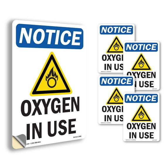 Oxygen In Use With Symbol OSHA Notice Vinyl Decal Label 24 Inch x 18 ...