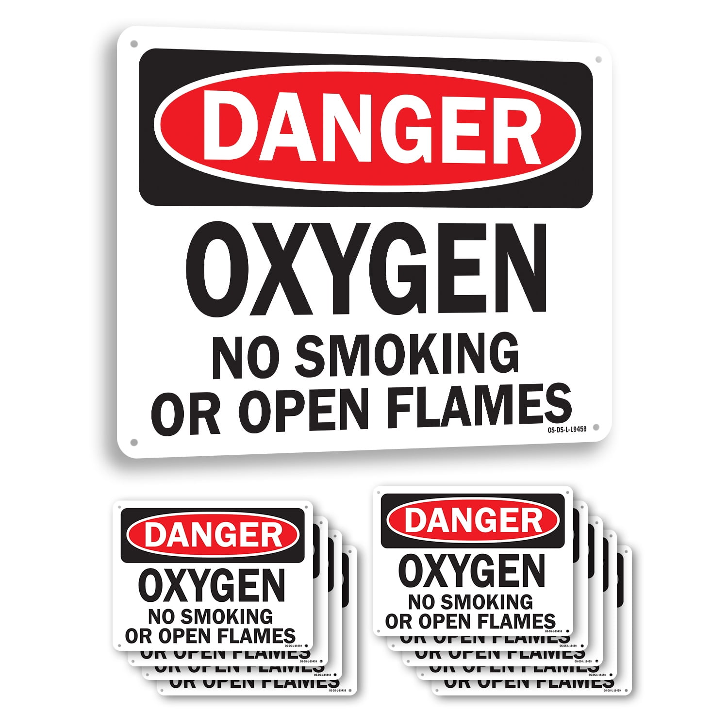 Oxygen OSHA Danger Rigid Plastic Sign 24 Inch x 18 Inch - 10 Pack ...