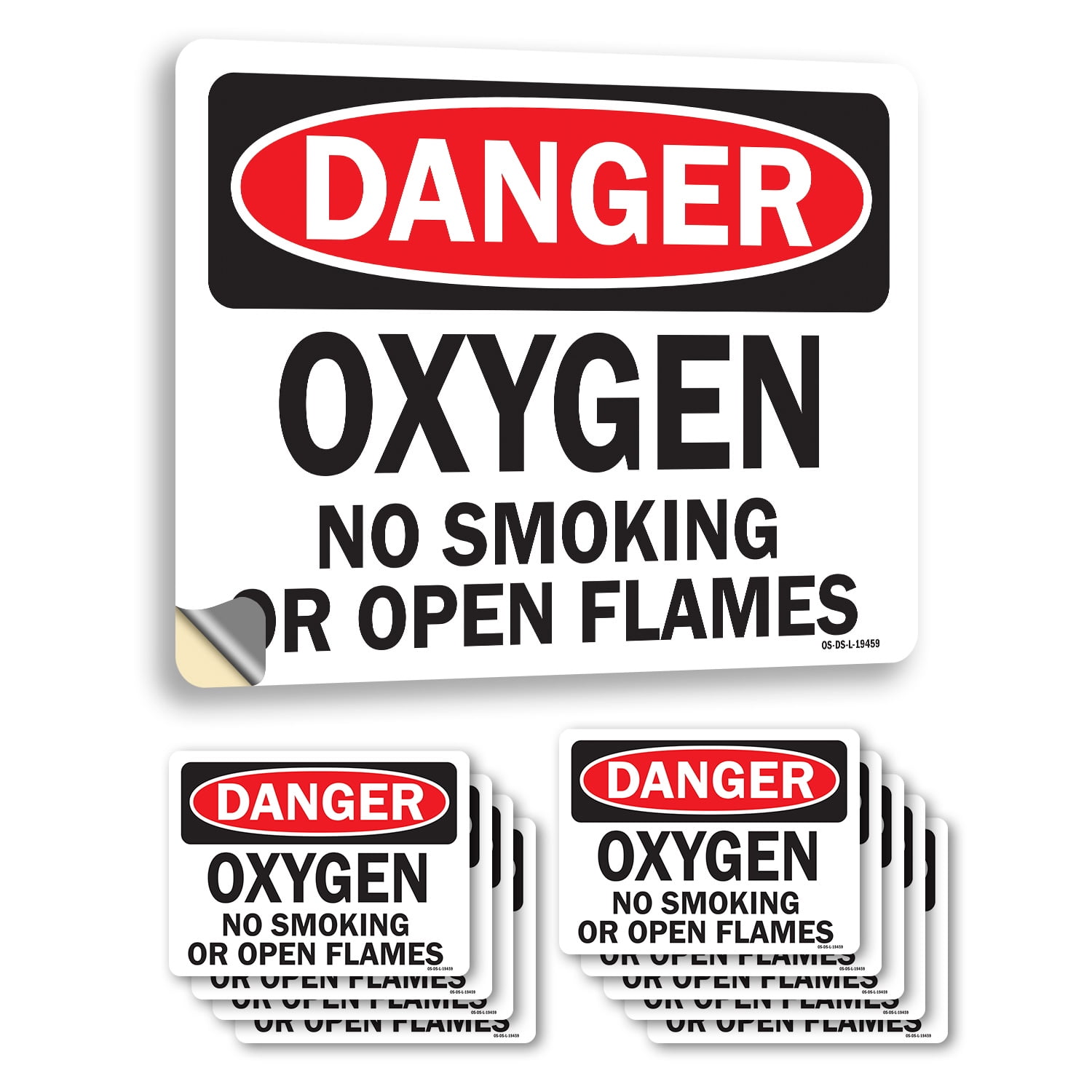 Oxygen OSHA Danger Vinyl Decal Label 5 Inch x 3.5 Inch - 10 Pack ...