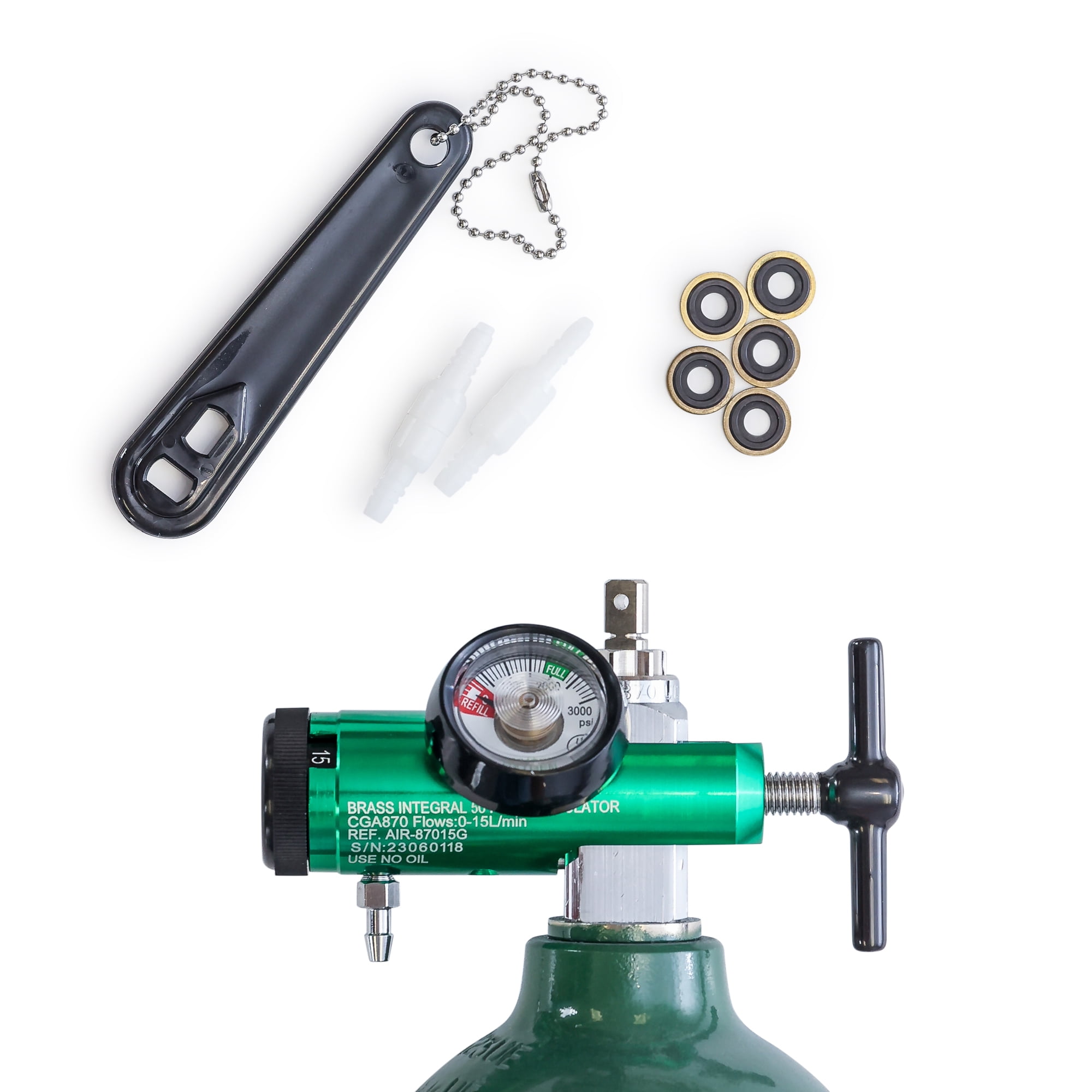 Oxygen Regulator 0 15lpm Cga 870 Gauge Flow Rate Includes Wrench Key