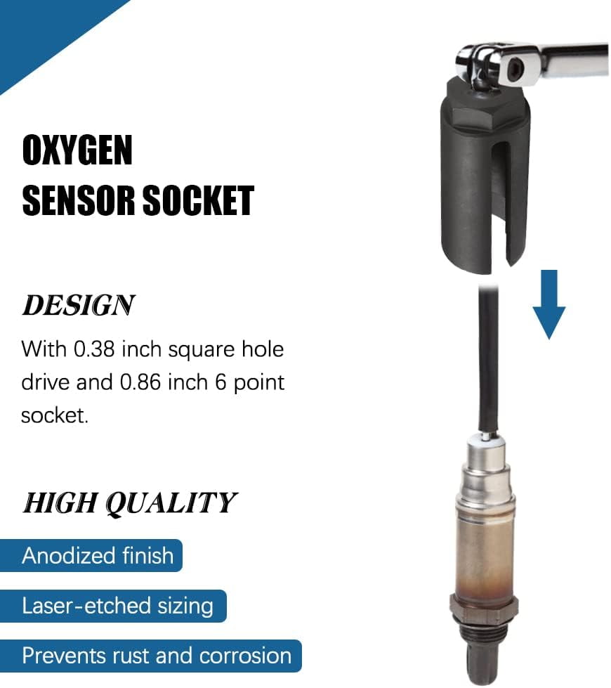 Oxygen Sensor Socket with Side Wire Cutout 3/8-Inch Drive by 7/8-Inch ...
