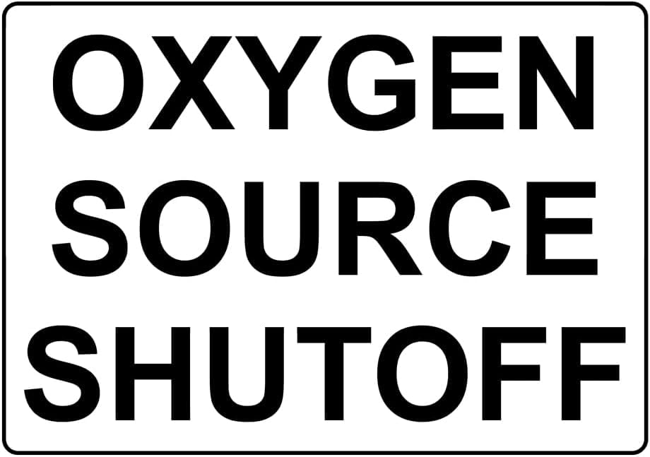Oxygen Source Shutoff Sign Emergency Shutoff Signs Style Caution Metal ...
