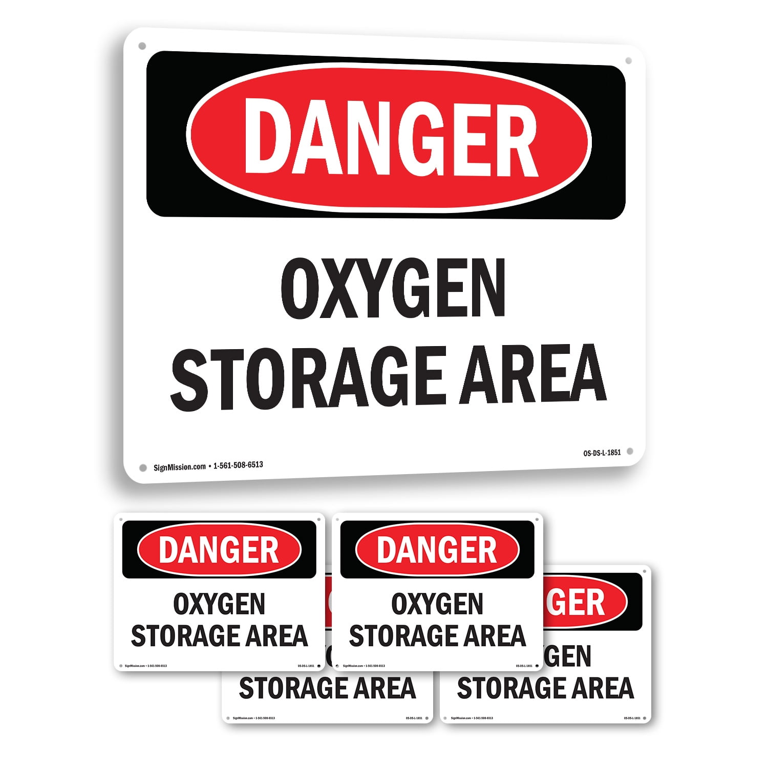 Oxygen Storage Area OSHA Danger Rigid Plastic Sign 10 Inch x 7 Inch - 5 ...