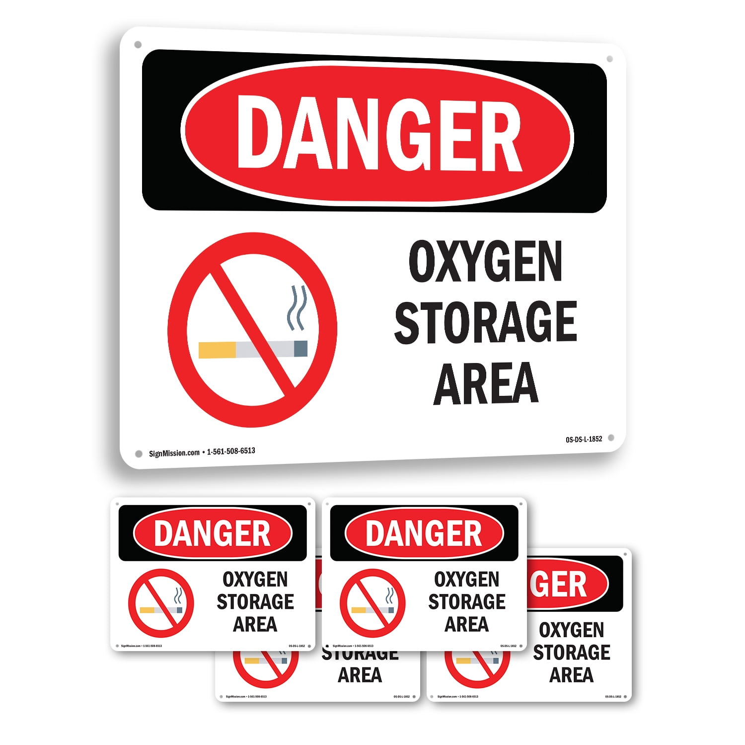 Oxygen Storage Area OSHA Danger Rigid Plastic Sign 10 Inch x 7 Inch - 5 ...