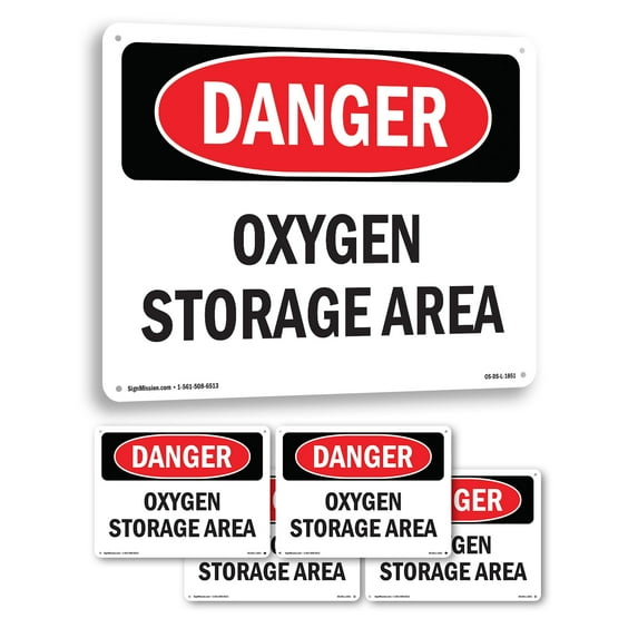 Oxygen Storage Area OSHA Danger Rigid Plastic Sign 24 Inch x 18 Inch ...