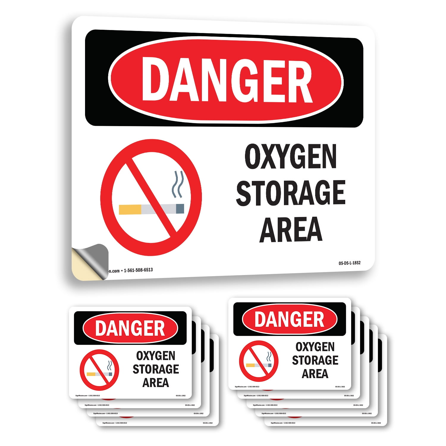 Oxygen Storage Area OSHA Danger Vinyl Decal Label 18 Inch x 12 Inch ...