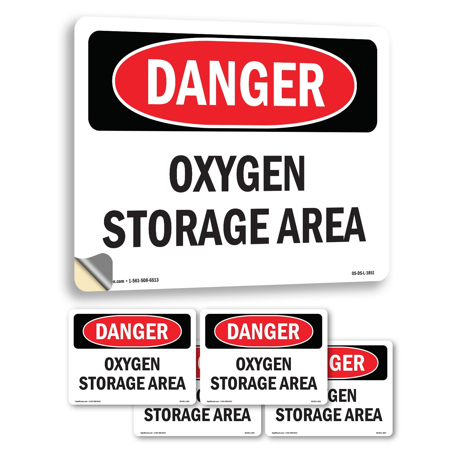 Oxygen Storage Area OSHA Danger Vinyl Decal Label 18 Inch x 12 Inch - 5 ...