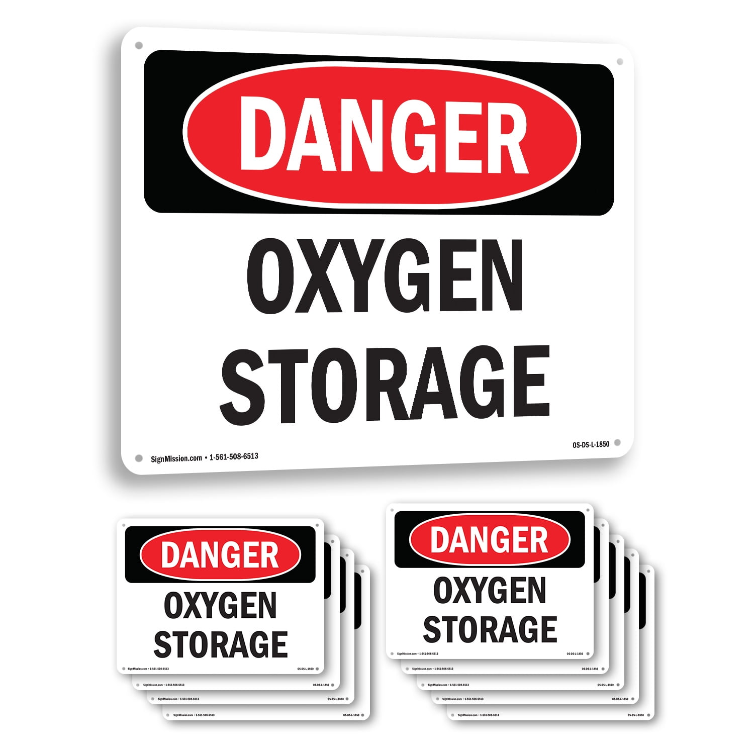 Oxygen Storage OSHA Danger Rigid Plastic Sign 24 Inch x 18 Inch - 10 ...